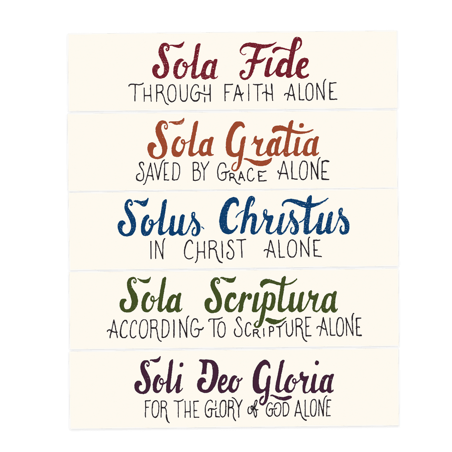 Five Solas Hand Lettered Book Mark Set | Missional Wear